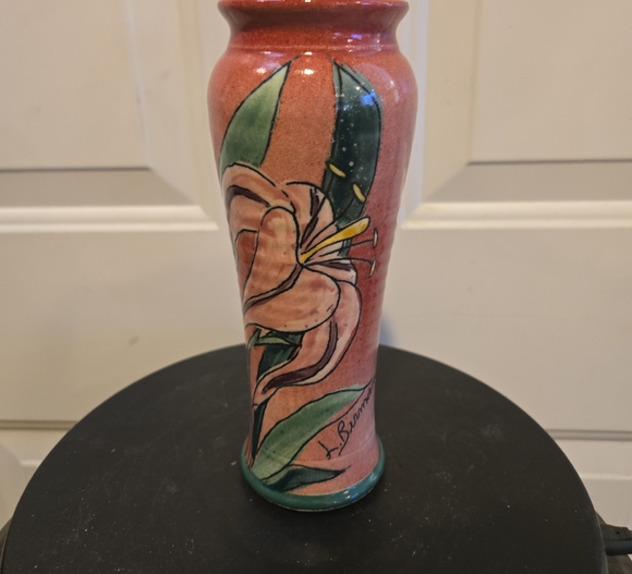 Accents | L Berman Floral Hand Made Ceramic Vase Vintage With Pink Lily ...